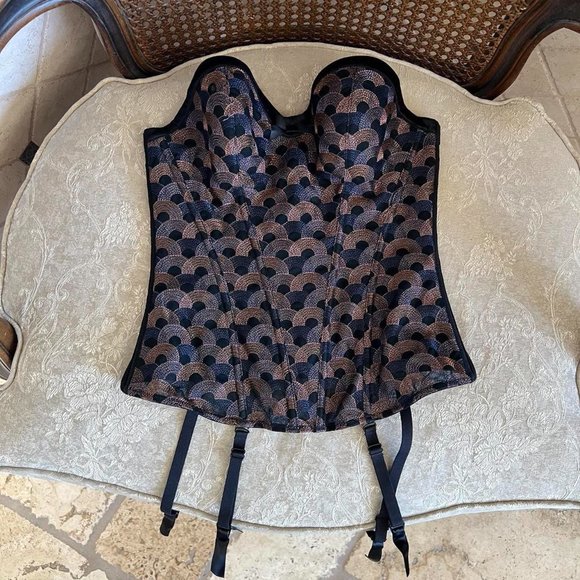 Tops | Anthropologie Lou Paris Embroidered Bustier Corset 32c | Poshmark